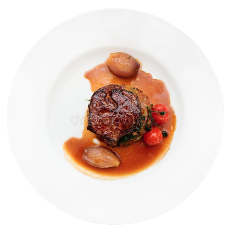 Filete Del Filete En La Placa, Aislada En Blanco Foto de archivo ...