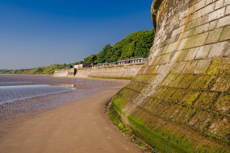 North Yorkshire Coastline - Filey Beach and Sea Wall Stock Image ...