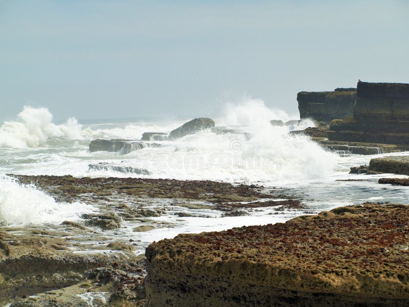 Filey Brig Waves Crashing Onto the Rocks. Stock Photo - Image of ocean ...