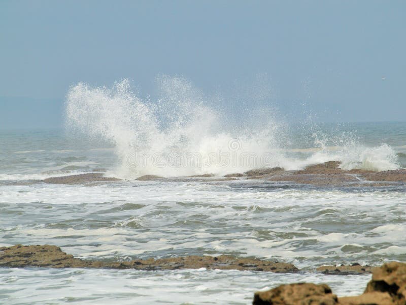 Filey Brig Waves Crashing Onto the Rocks. Stock Photo - Image of waves ...