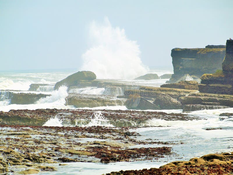 Filey Brig Waves Crashing Onto the Rocks. Stock Image - Image of east ...