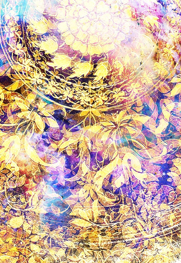 Filigrane Floral Ornament on Abstract Backgrond, Computer Collage ...