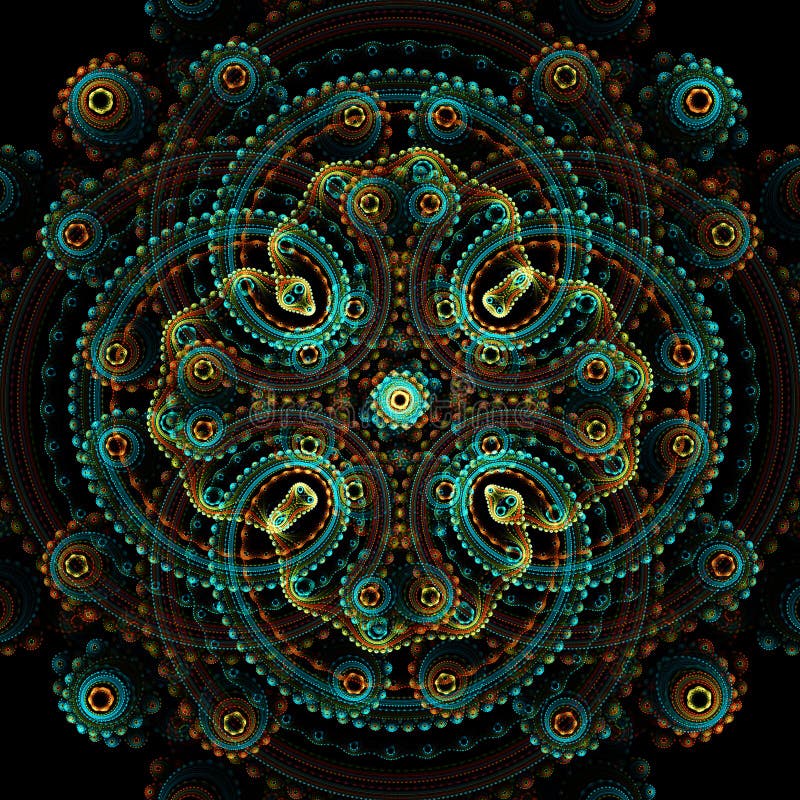 Filigree Fractal Mandala - Fractal Art Stock Illustration ...