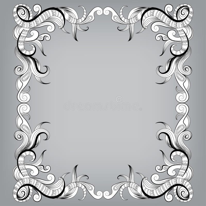 Filigree Frame with Sketch Doodles Ornaments Stock Vector ...