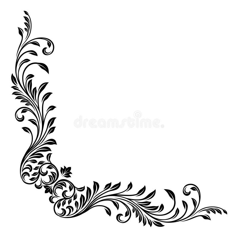 Filigree Crest Corner Motif Floral Pattern Frame Stock Illustration ...