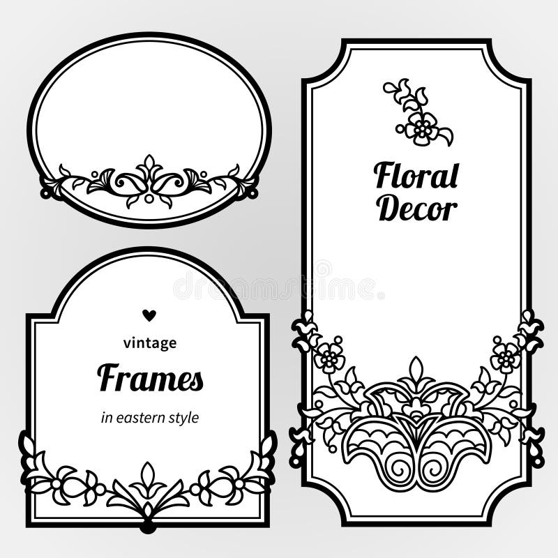 Filigree Line Art Vector Frames in Eastern Style. Stock Vector ...