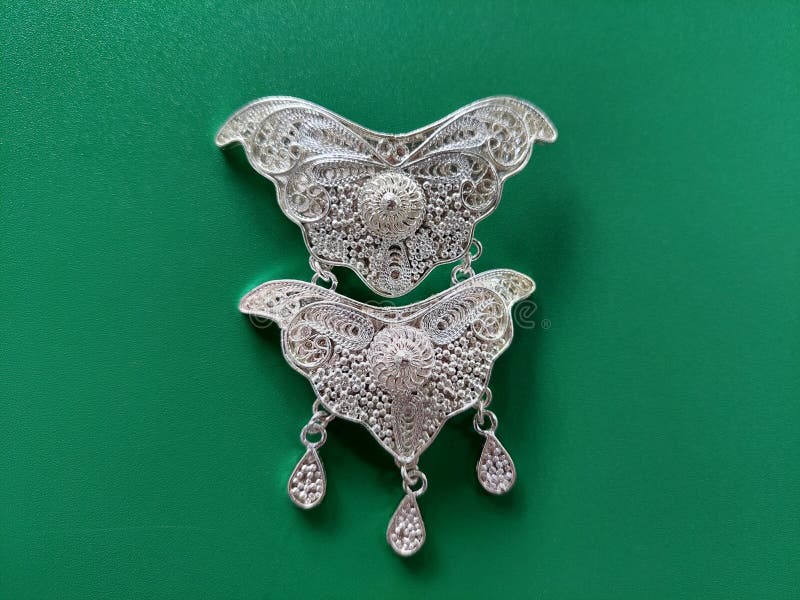 Filigree silver brooch stock image. Image of brooch - 347280851