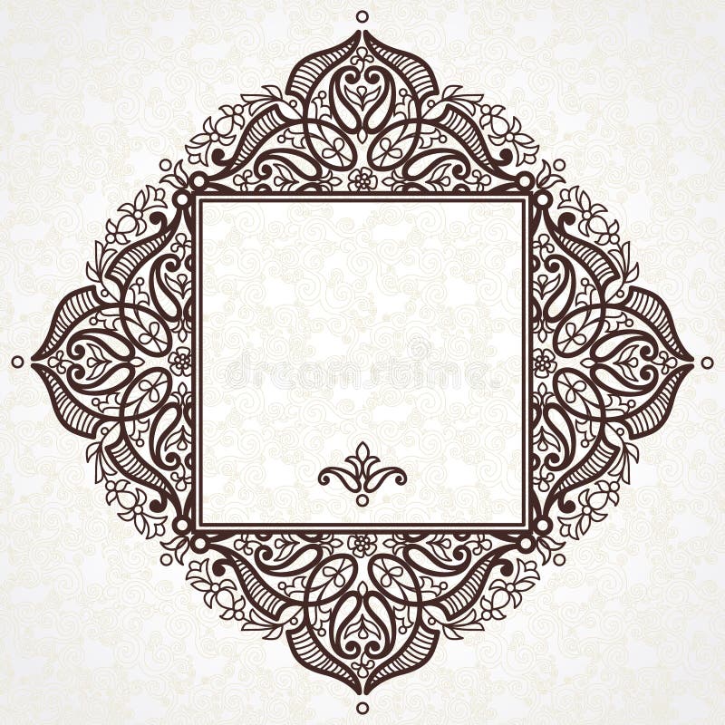 Filigree Vector Frame in Eastern Style. Stock Vector - Illustration of ...