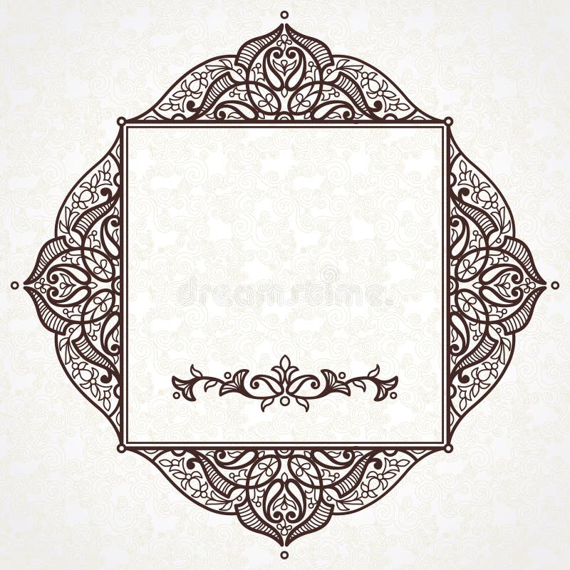 Filigree Vector Frame in Eastern Style. Stock Vector - Illustration of ...