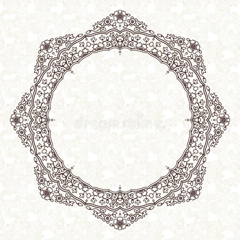 Filigree Vector Frame in Eastern Style. Stock Vector - Illustration of ...