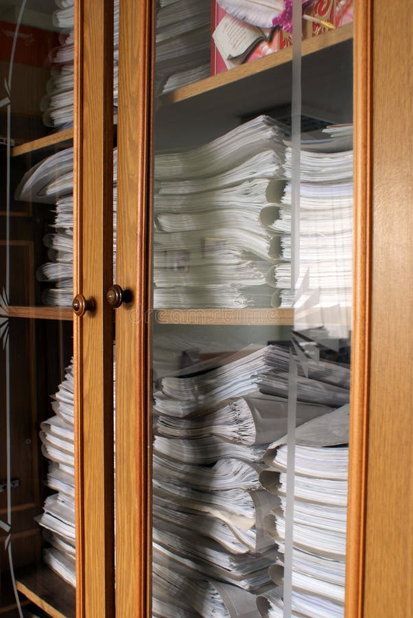 Filing Cabinet and a Stack of Old Papers Stock Image - Image of card ...