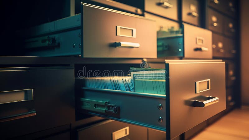 Filing Cabinet with Documents. Generative Ai Stock Illustration ...