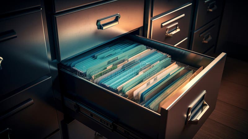 Filing Cabinet with Documents. Generative Ai Stock Illustration ...