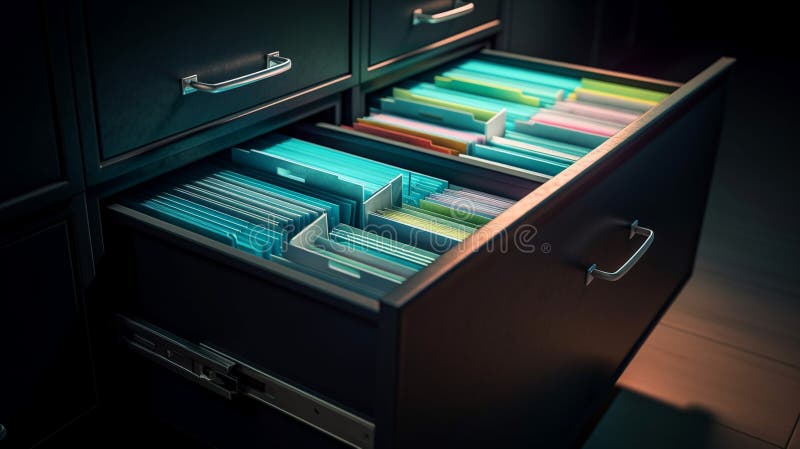 Filing Cabinet with Documents. Generative Ai Stock Illustration ...