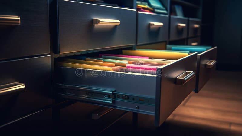 Filing Cabinet with Documents. Generative Ai Stock Illustration ...