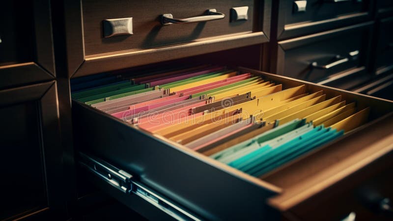 Filing Cabinet with Documents. Generative Ai Stock Illustration ...