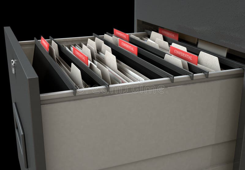 Filing Cabinet Drawer Open Confidential Stock Illustration ...
