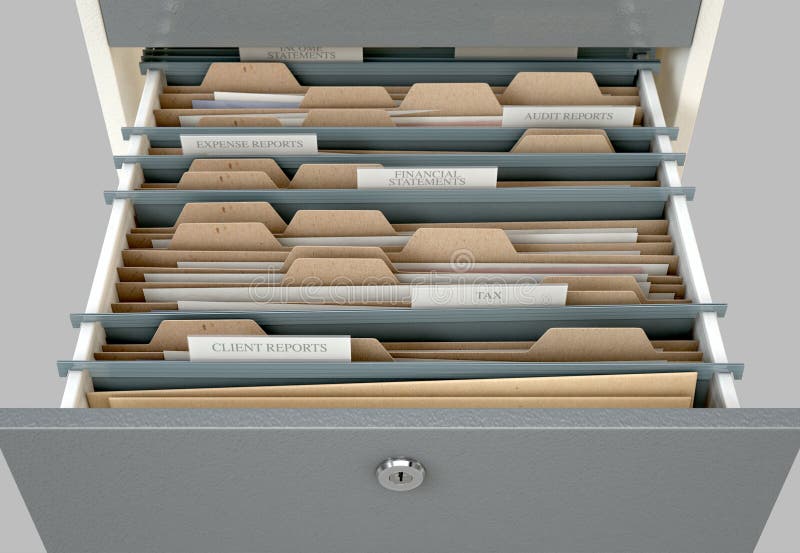 Filing Cabinet Drawer Open Generic Stock Illustration - Illustration of ...