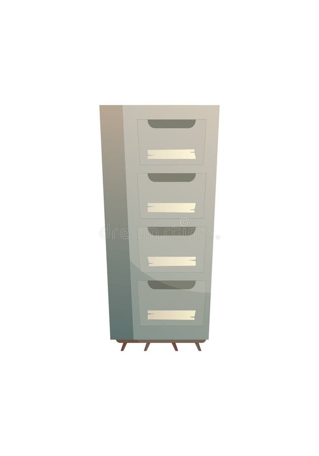 Filing Cabinet with Four Drawer. Vector Image Isolated on White ...