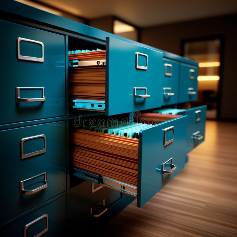Filing Cabinet Holding Documents, Each File Distinguished by Colorful ...