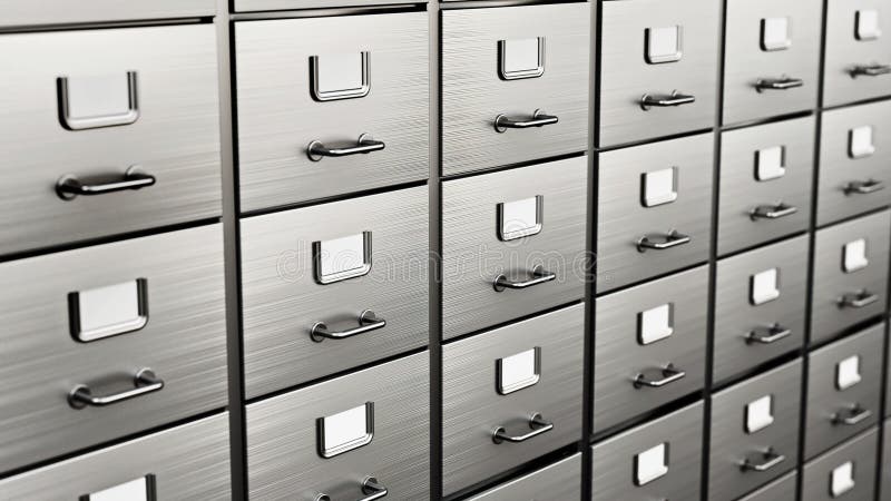 Filing Cabinet with Many Closed Drawers. 3D Illustration Stock ...