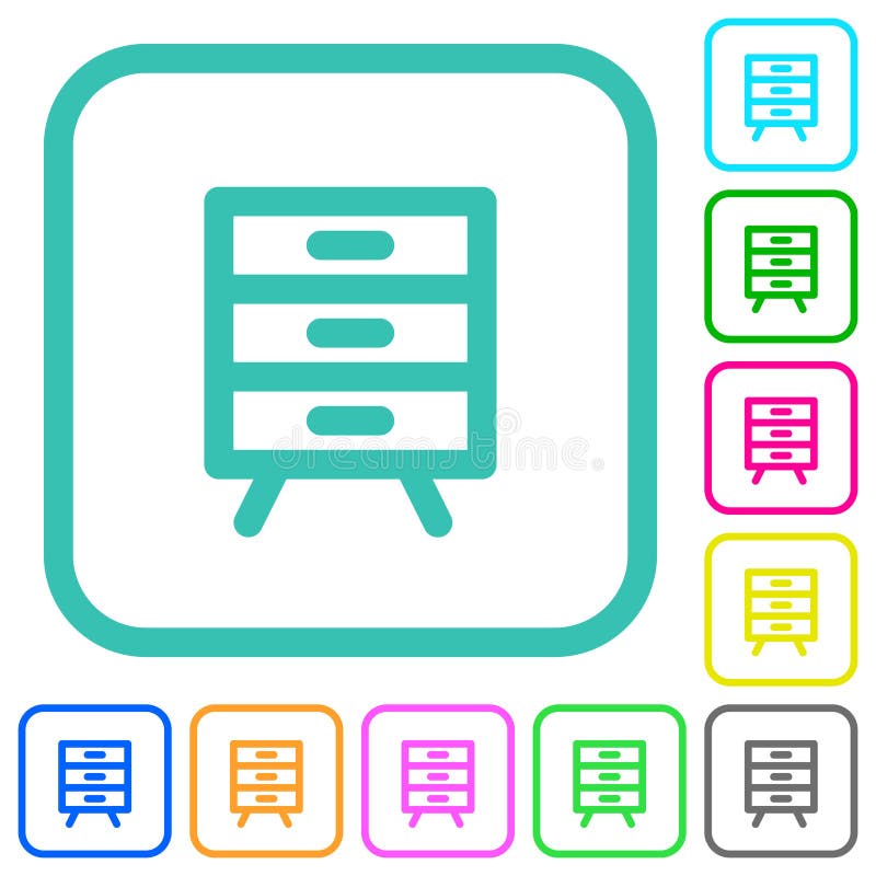 Filing Cabinet Outline Vivid Colored Flat Icons Stock Vector - Illustration of arrange ...