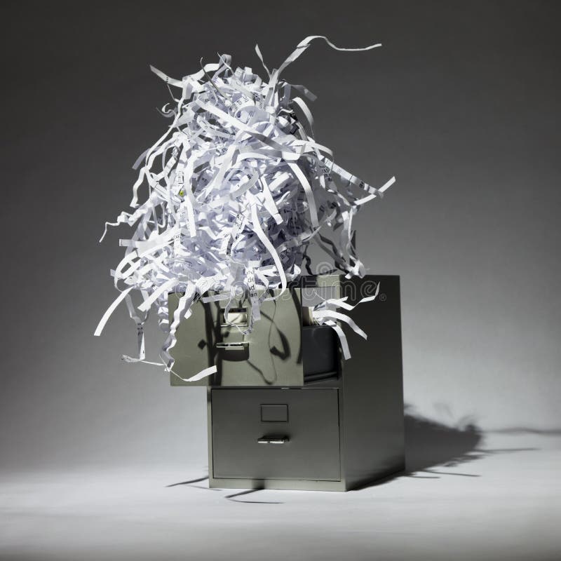 Filing Cabinet and Shredded Paper Stock Photo - Image of risk ...