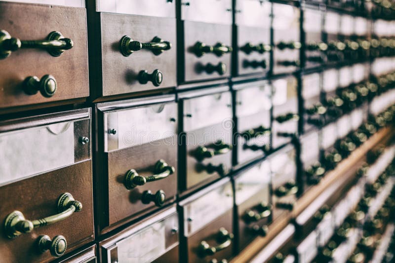 Filing Cabinets in the Library Stock Image - Image of systematization ...