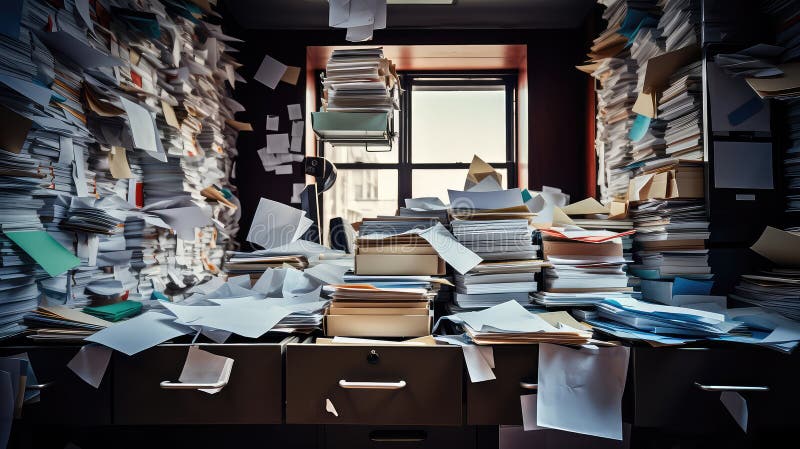 Filing clutter office stock illustration. Illustration of chaos - 328737814