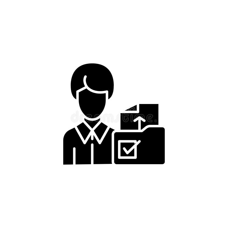 Filing Documents Black Icon Concept. Filing Documents Flat Vector ...