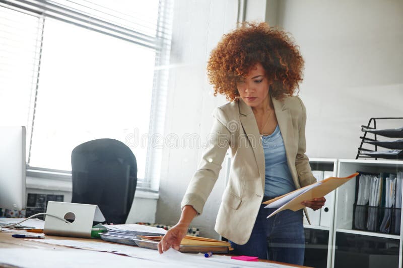 Filing Everything in the Correct Folder. a Beautiful Young ...