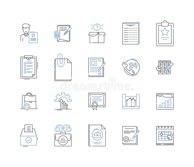 Filing Organization Line Icons Collection Categorization Alphabetization Indexing Archiving
