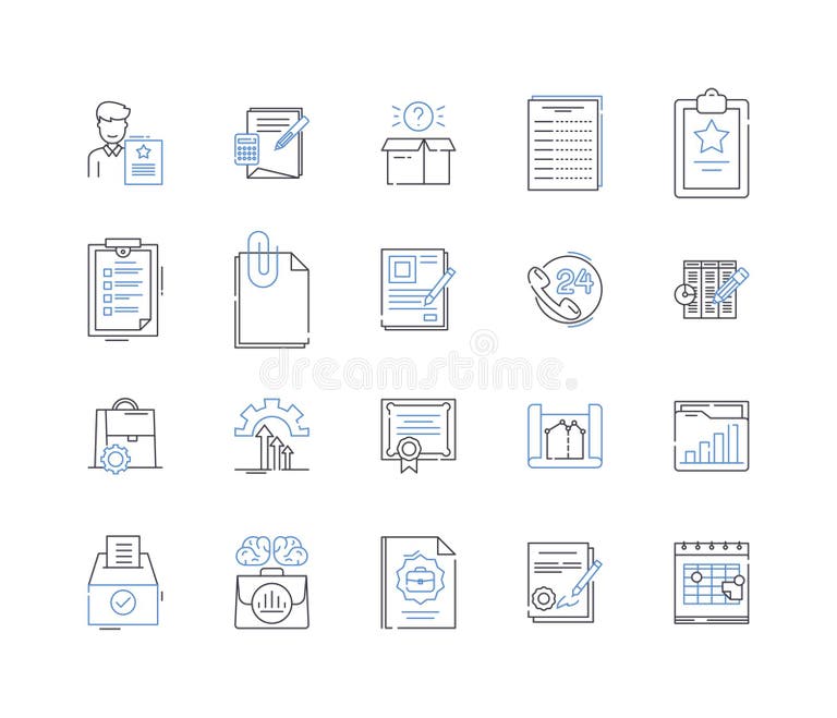 Filing Organization Line Icons Collection. Categorization, Alphabetization, Indexing, Archiving ...