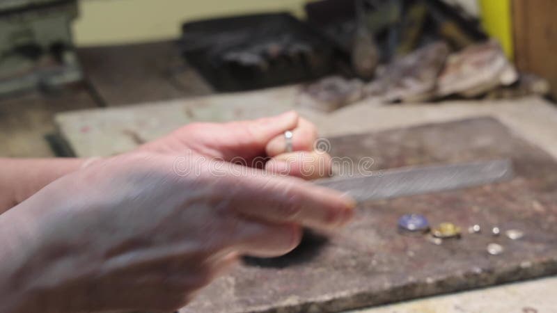 Filing Ring Jewellery Craft Stock Footage - Video of tool, table: 253207446