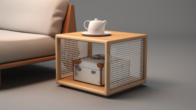 Filip Hodas Inspired End Table with Meticulous Design Stock Illustration - Illustration of white ...