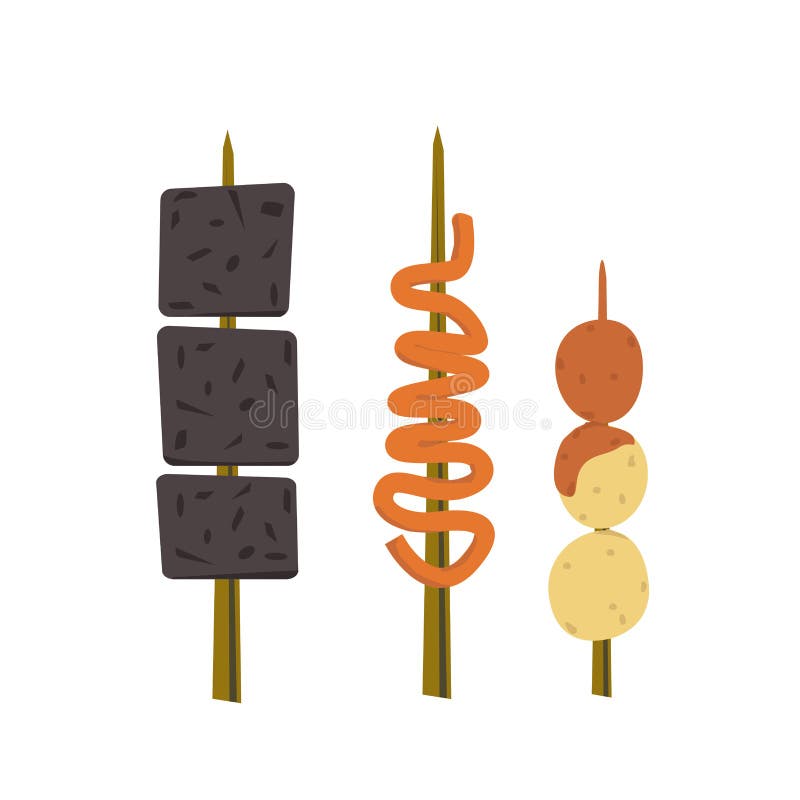 Filipino Street Foods On White Background Stock Vector Illustration