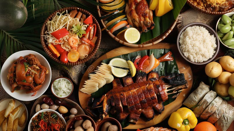 Filipino Traditional Food on the Table Stock Illustration ...