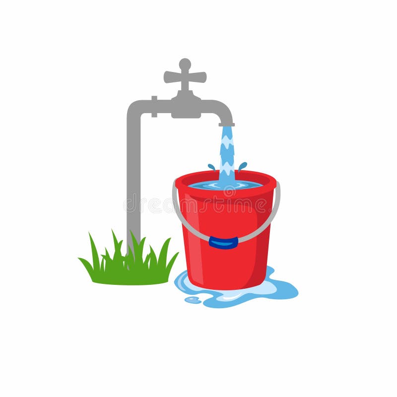 Fill the bucket with water stock vector. Illustration of natural ...
