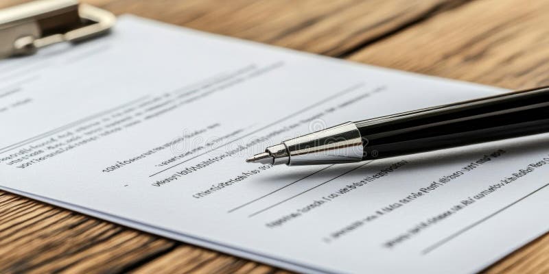 Fill the Document with Pen on the Desk and Paper, Contract Theme Stock ...