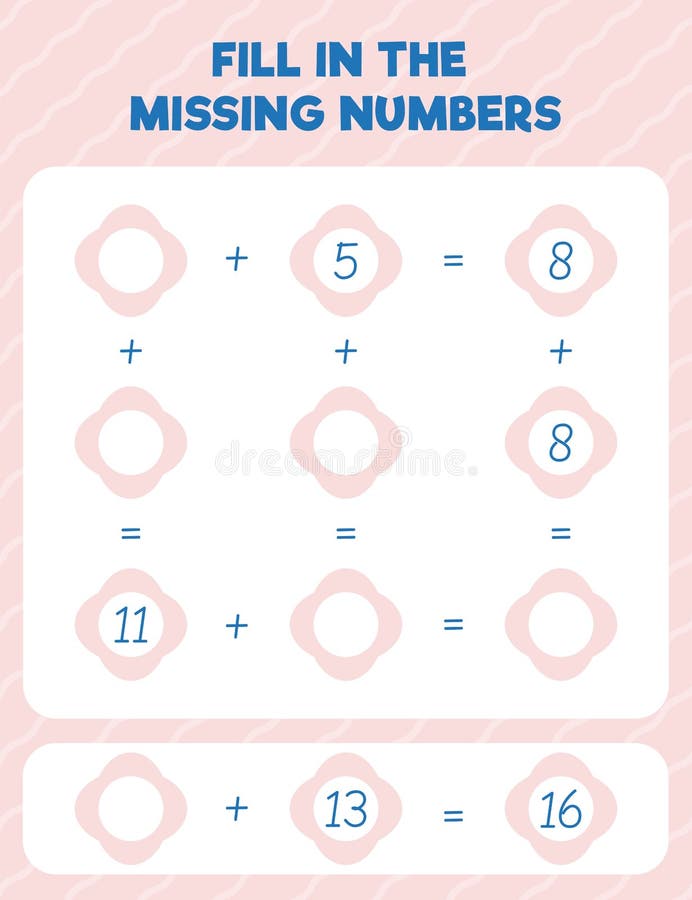 Fill in the Missing Numbers. Stock Vector - Illustration of calculation ...