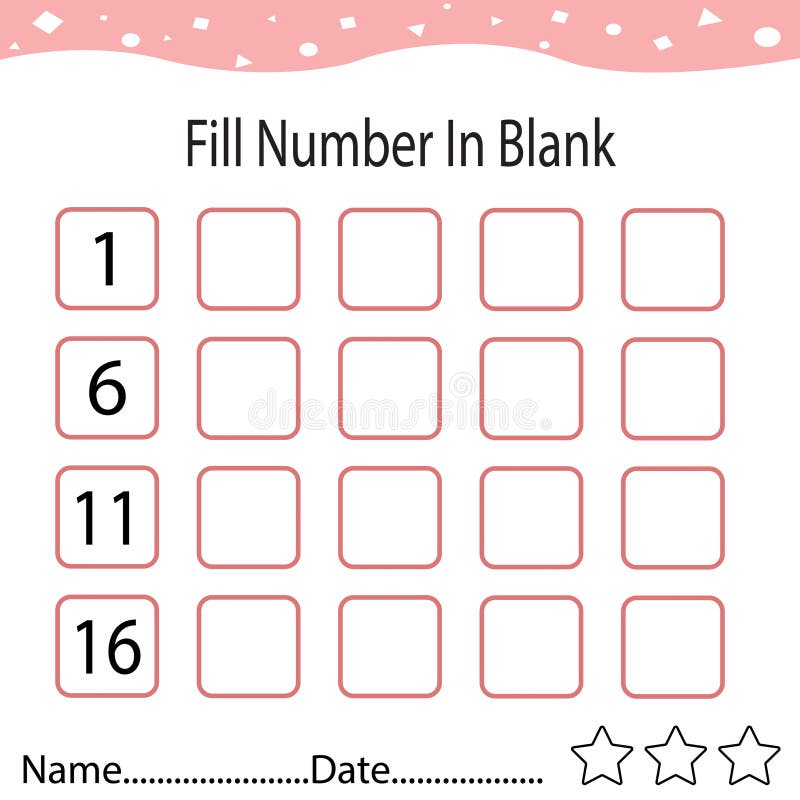 Fill Number in Blanks with a 1-20 Number Stock Illustration ...