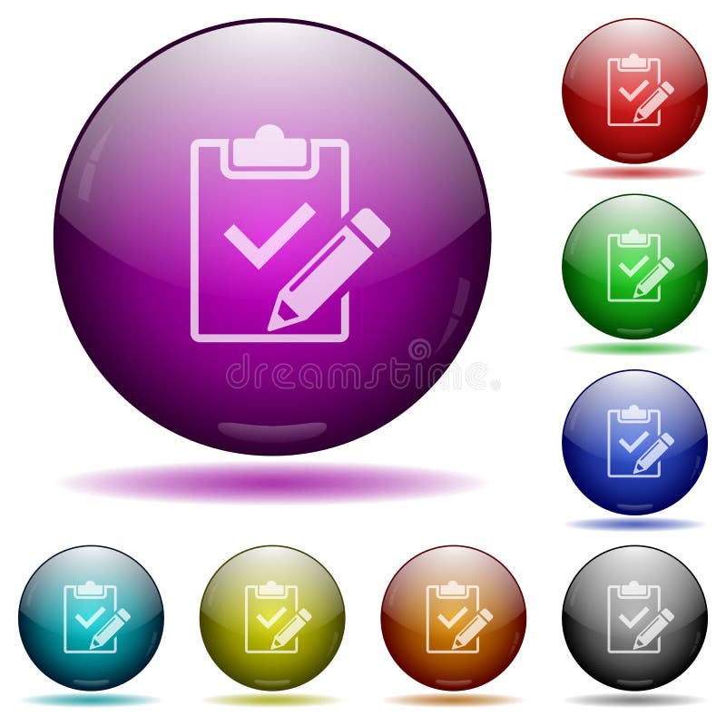 Fill Out Checklist Glass Sphere Buttons Stock Vector - Illustration of ...