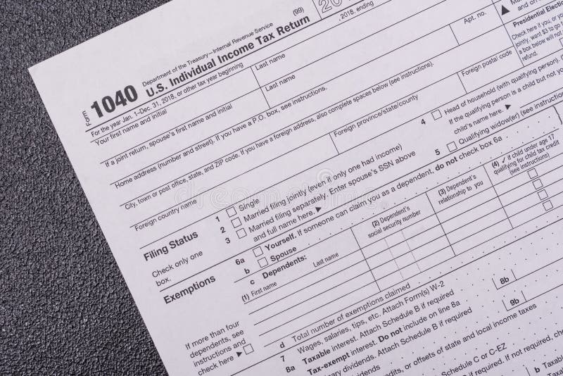 Fill Out US Tax Form 1040 for Verification and Refund Stock Image ...