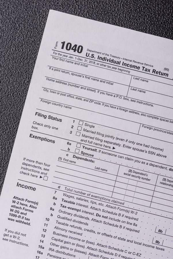 Fill Out US Tax Form 1040 for Verification and Refund Editorial ...