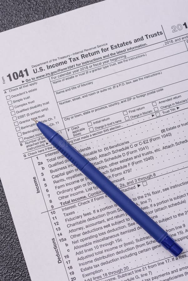 Fill Out US Tax Form 1041 for Verification and Refund Editorial Image ...