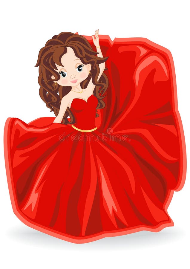 Princesse La Brune Dans Une Robe Rouge Illustration de Vecteur ...