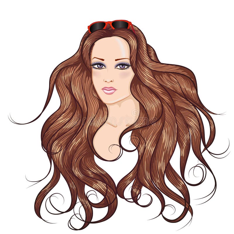 Dessin Monochrome De Long De Cheveux De Fille Ensemble De Profil