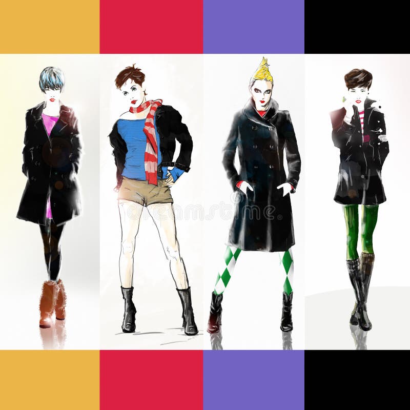 Fille De Mode Dans Le Croquis-type Illustration Stock - Illustration du ...