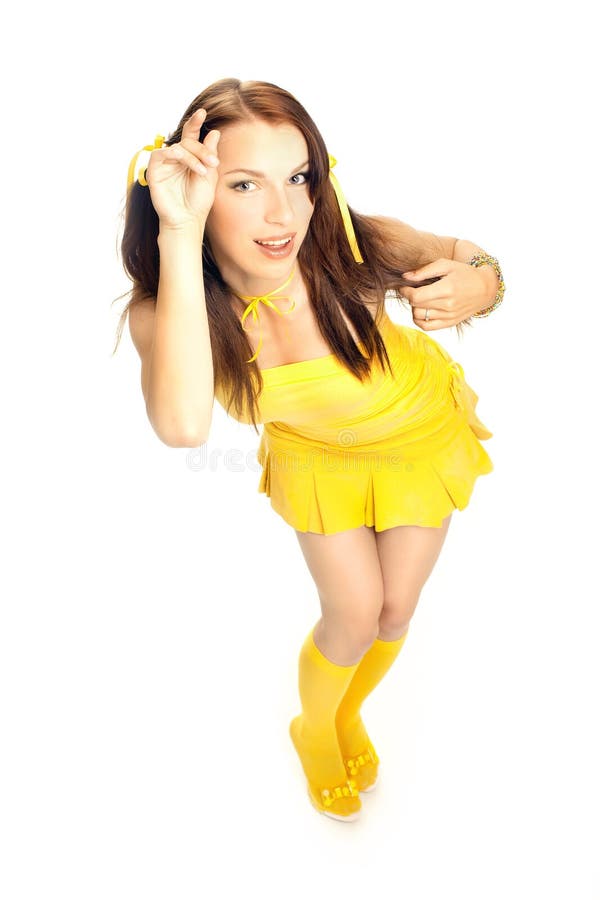 Fille De Sexe Dans Une Robe Jaune Image Stock Image Du Isolat Chaud