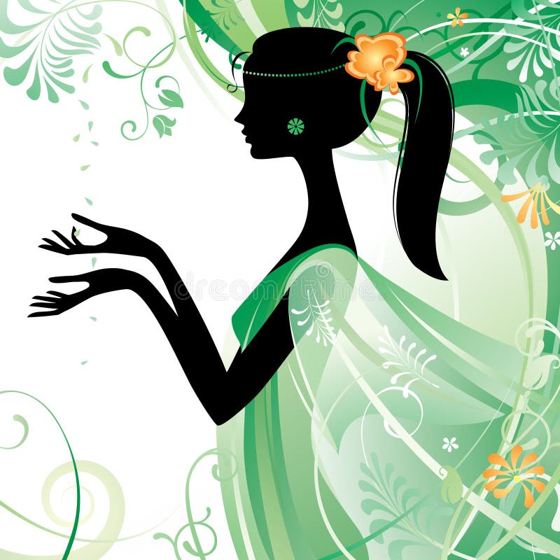 Fille en vert illustration de vecteur. Illustration du tête - 8717763